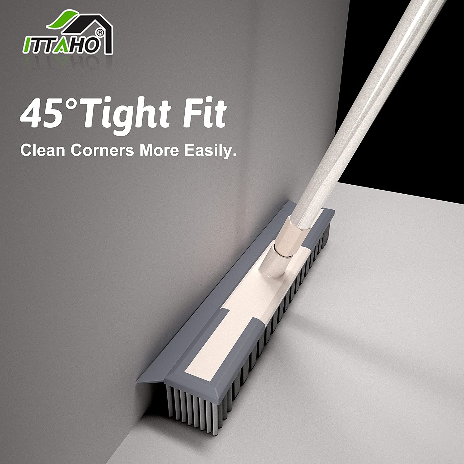 ITTAHO Rubber Broom Carpet Rake with Silicone Squeegee for Removing Du